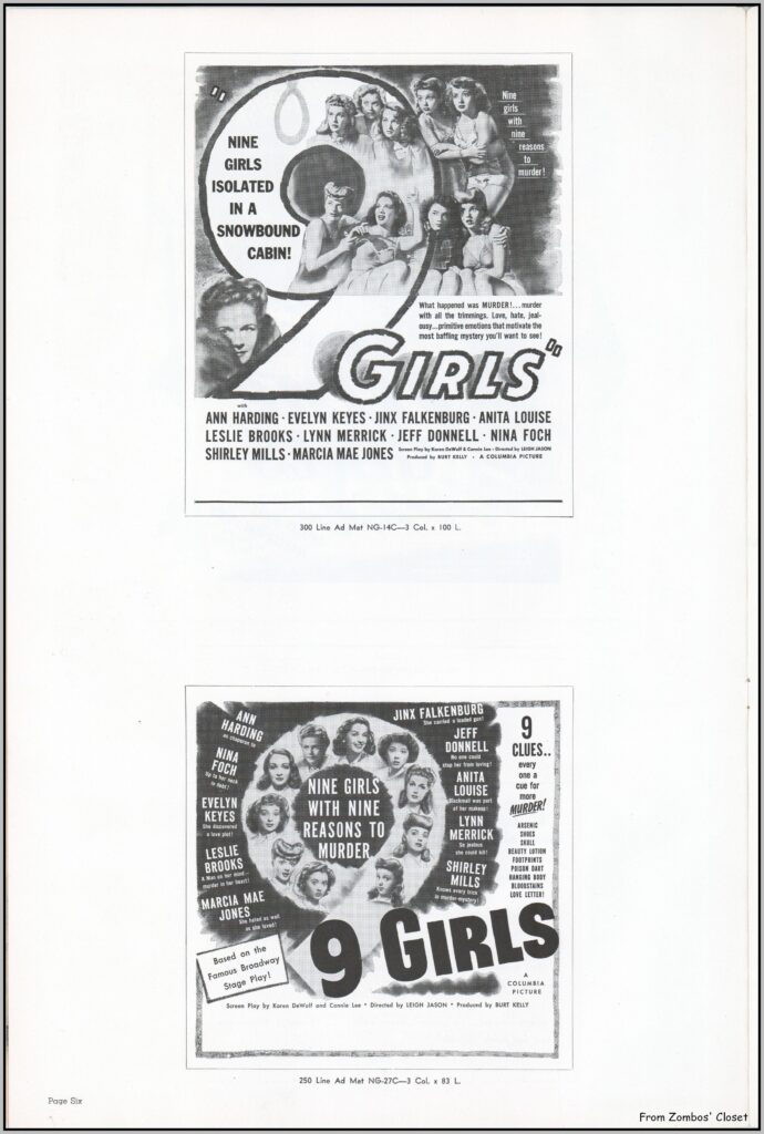 Nine Girls (1944) Pressbook - From Zombos' Closet